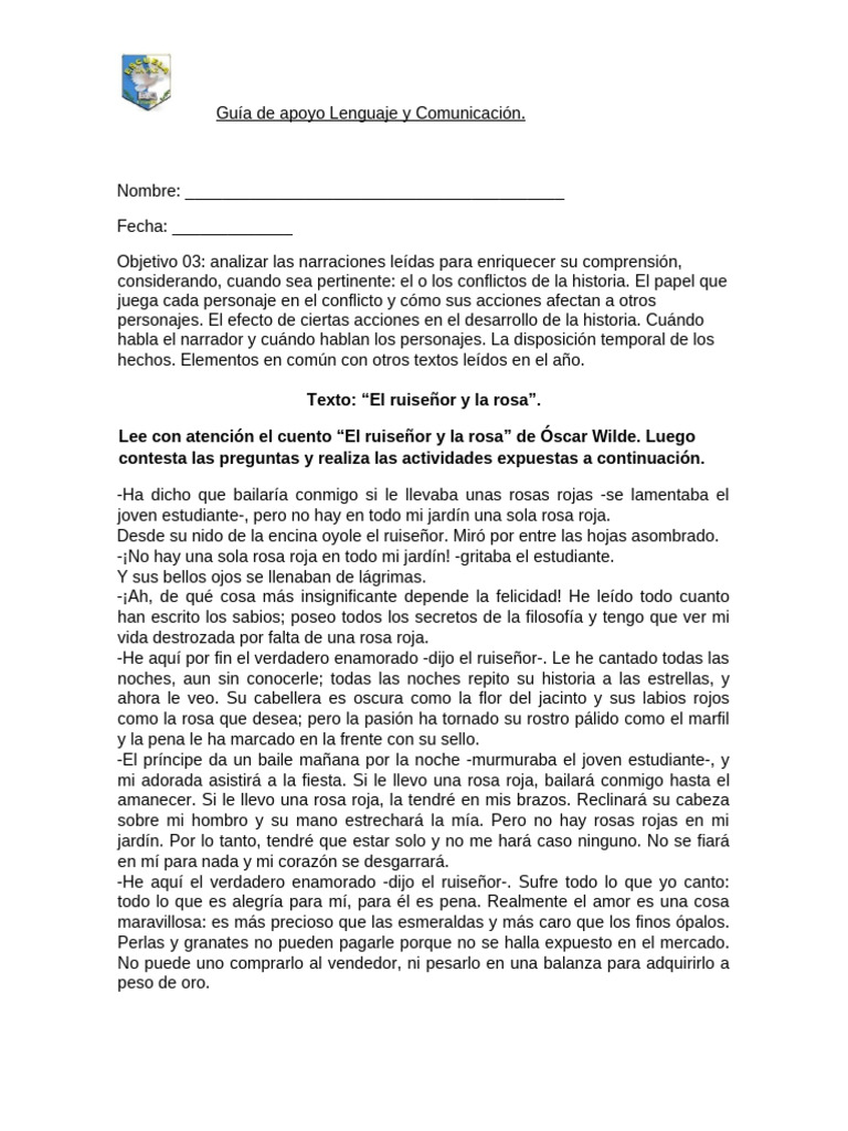 Análisis de "El ruiseñor y la rosa" | PDF | Rosa | Amor