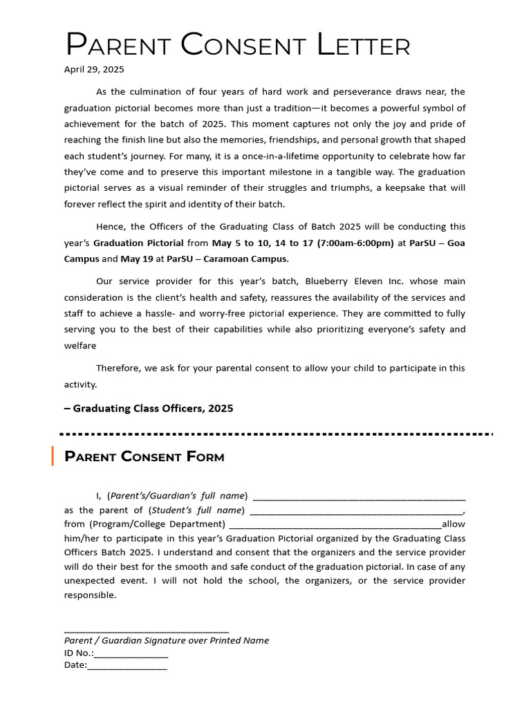 Parent Consent Letter - Blueberry | PDF
