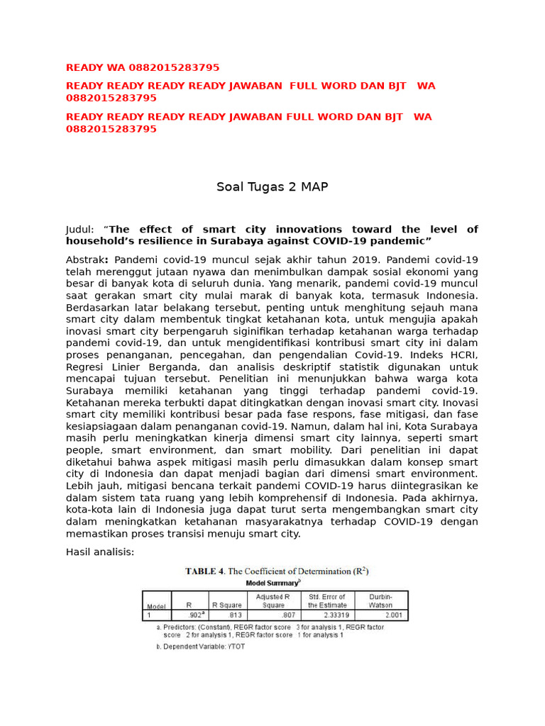 Soal Tugas 2 Mappp Ready Wa 0882015283795 | PDF