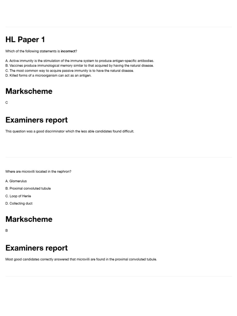 markscheme-HL-paper1 T11 | PDF | Anatomy | Cell Biology