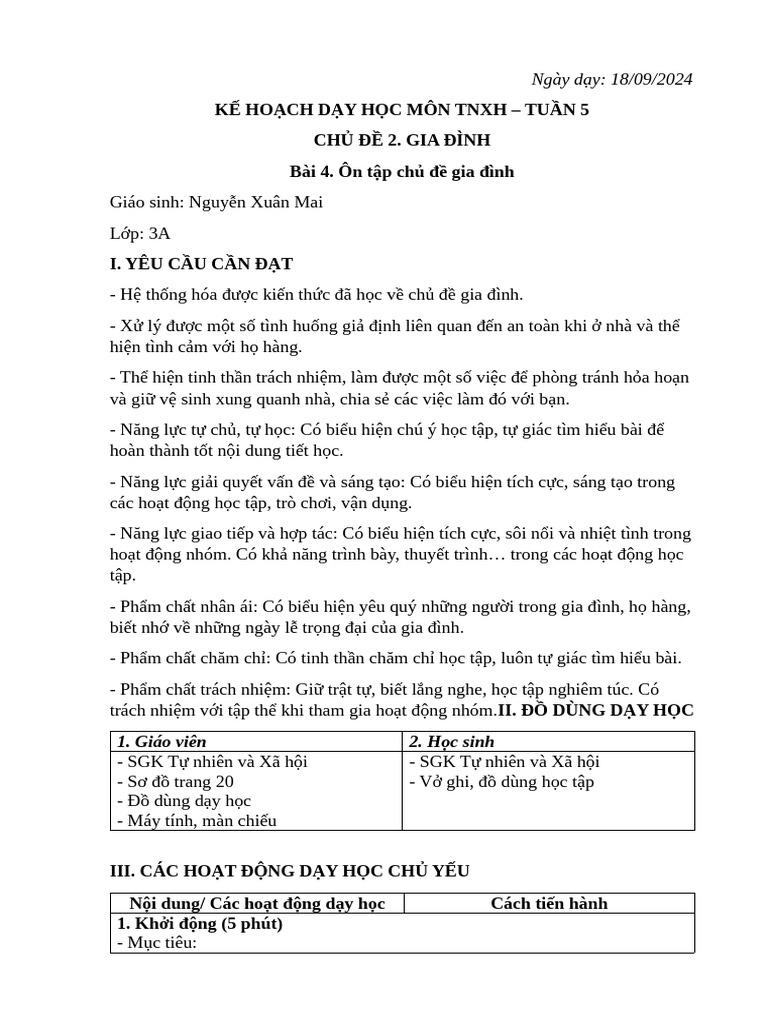 KHDH TNXH 3-ÔN TẬP CĐ GĐ | PDF