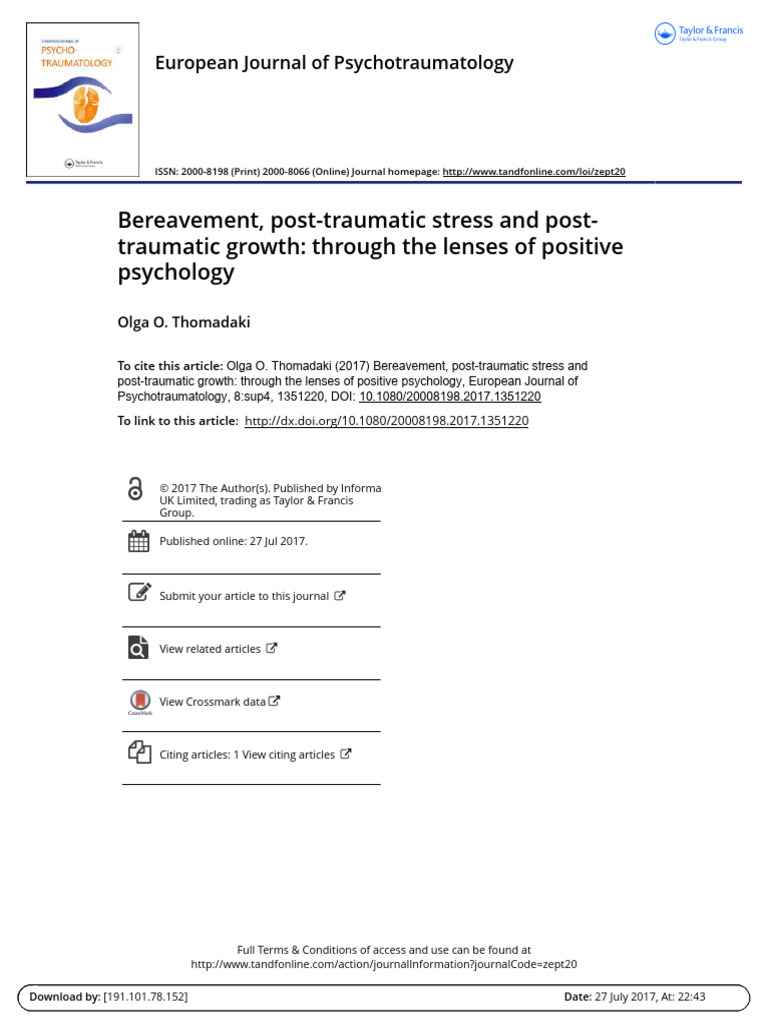 Bereavement Post-Traumatic Stress and Post-Traumat | PDF | Grief ...
