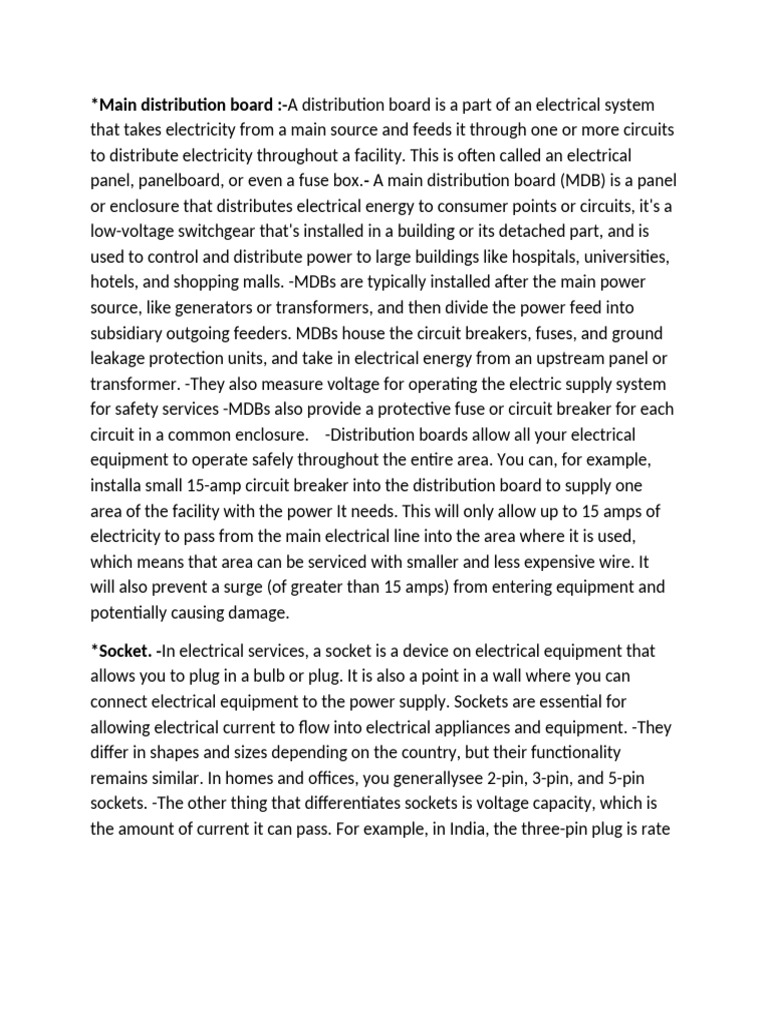 Main Distribution and socket-WPS Office | PDF
