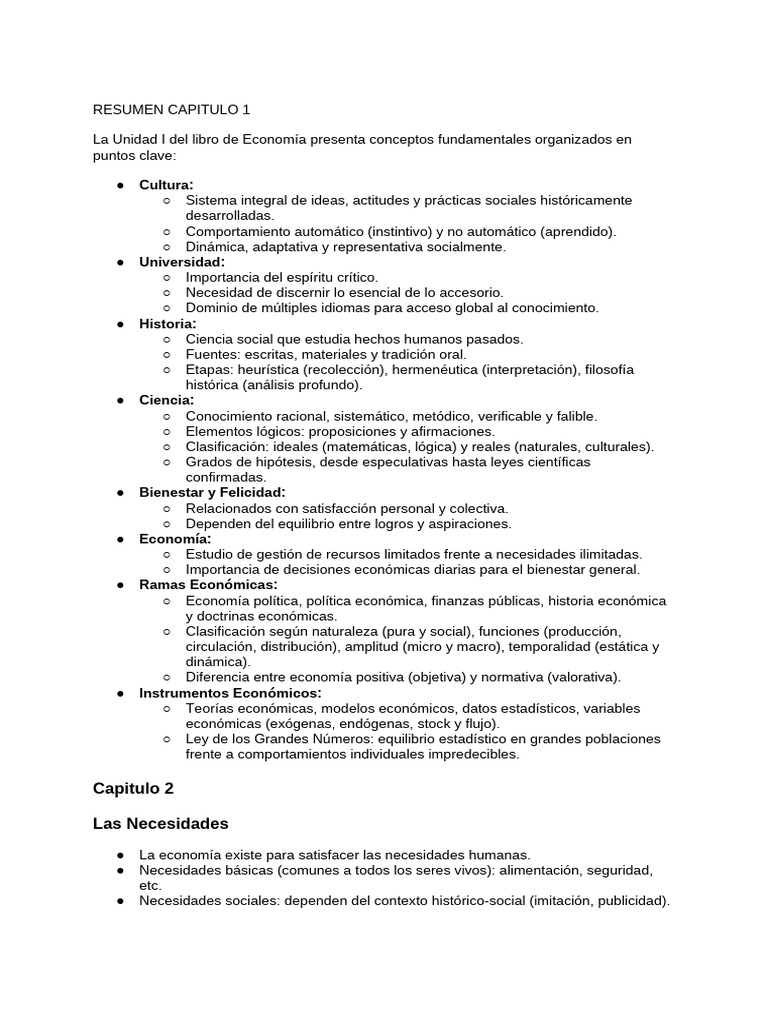 Resumen Capitulo 1, 2, 3 | PDF | Bienes | Ciencias económicas