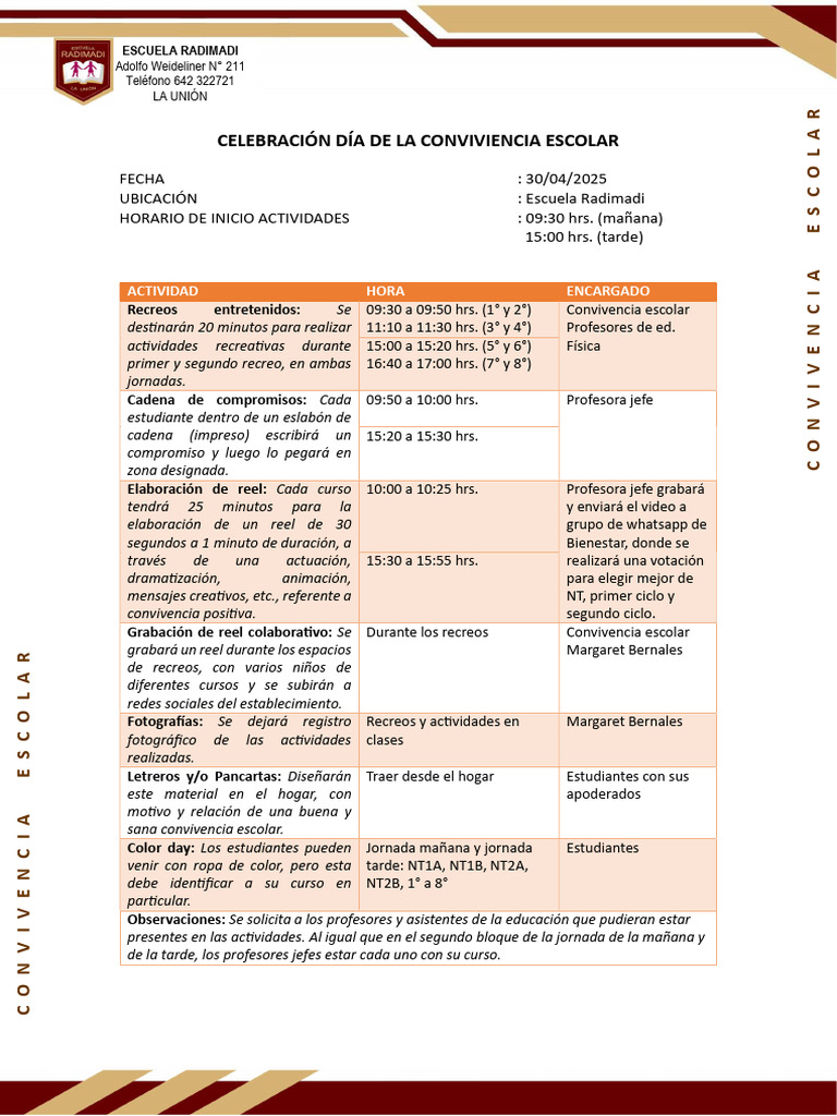 Día de Convivencia Escolar | PDF