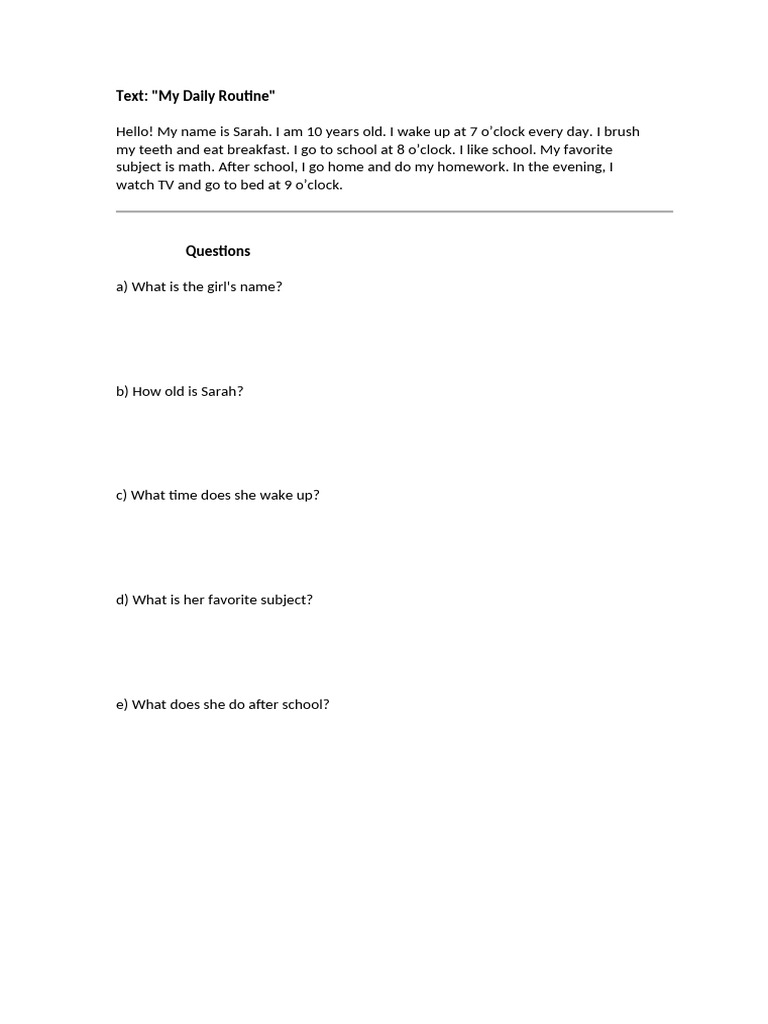 Text: "My Daily Routine" | PDF