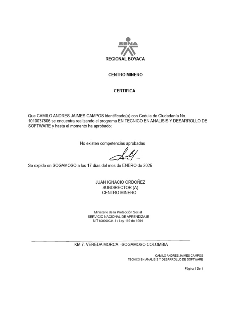 Constancia Complementaria | PDF