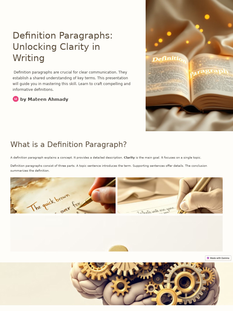 Definition Paragraphs Unlocking Clarity in Writing | PDF ...