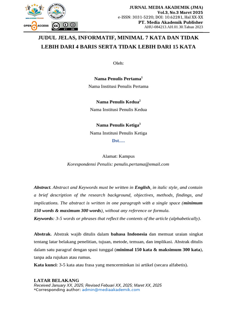 Panduan Penulisan Jurnal Media Akademik | PDF