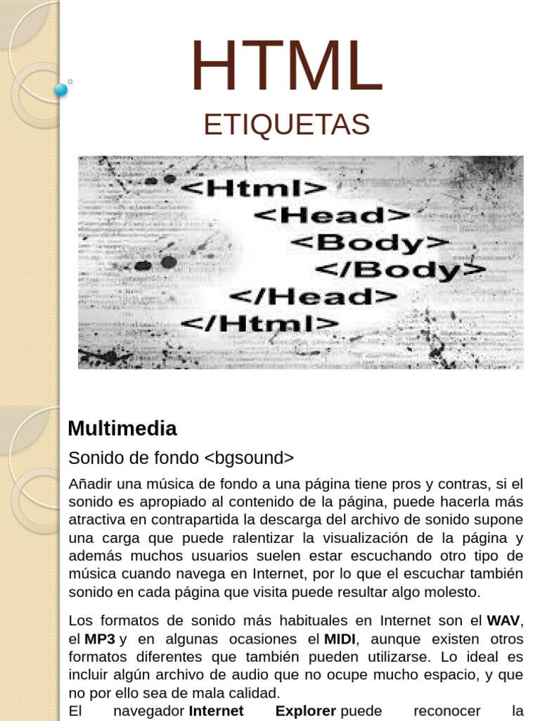 Insertar Sonido y Vídeo en HTML | PDF | HTML | Archivo de computadora