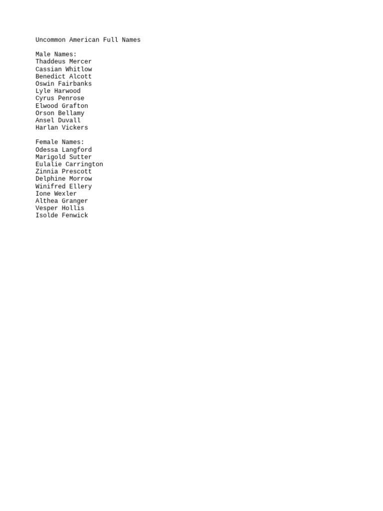 Uncommon American Names | PDF