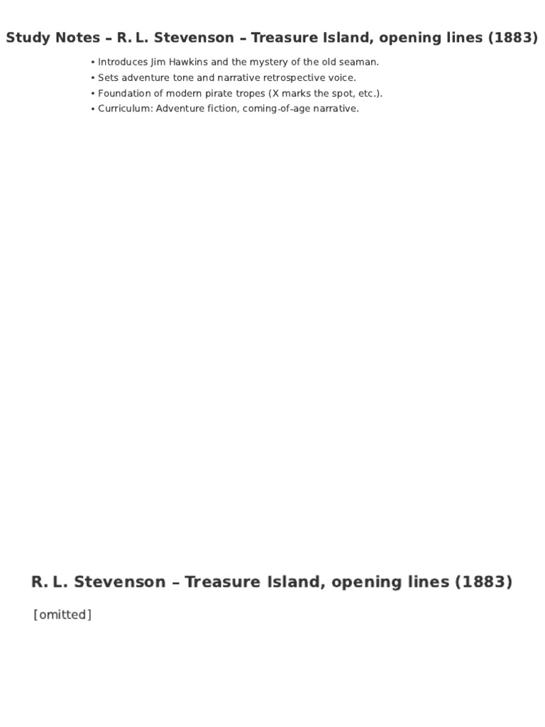 Stevenson Treasure Island NotesFromClass | PDF