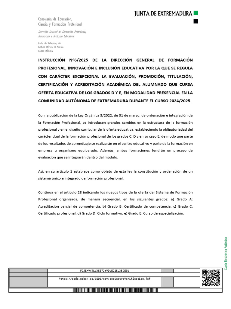 Instrucción_Evaluación_Grados_D_y_E(F) | PDF | Evaluación | Plan de ...