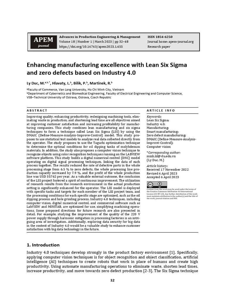 Enhancing Manufacturing Excellence With Lean Six Sigma and Zero Defects ...