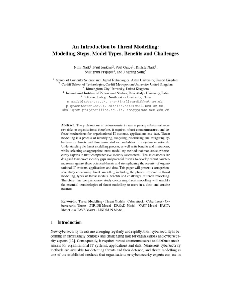 Overview of Threat Modelling Techniques | PDF | Computer Security ...