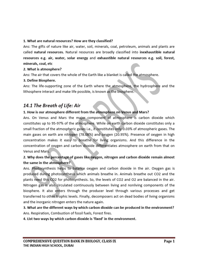 Natural Resources Grade 9 Revision Notes | PDF | Soil | Atmosphere Of Earth