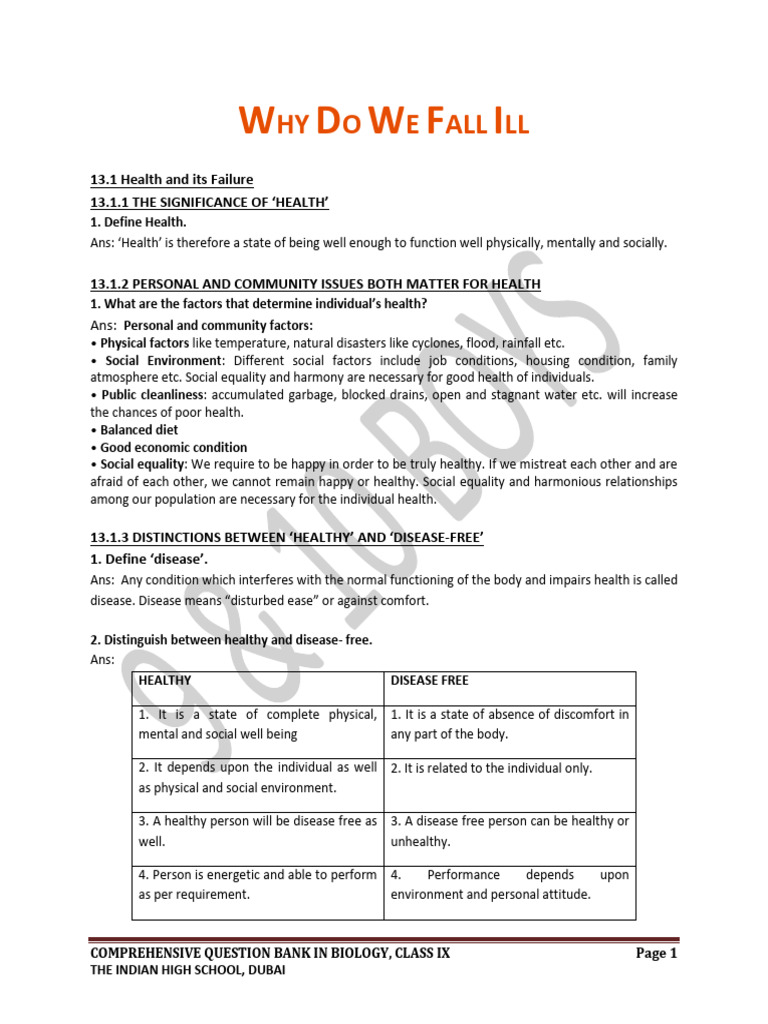 WHY DO WE FALL ILL Revision Notes | PDF | Infection | Pathogen