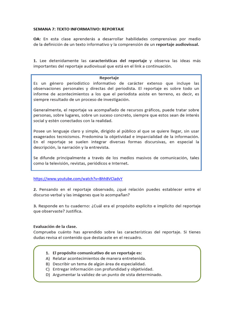 Características del Reportaje Informativo | PDF