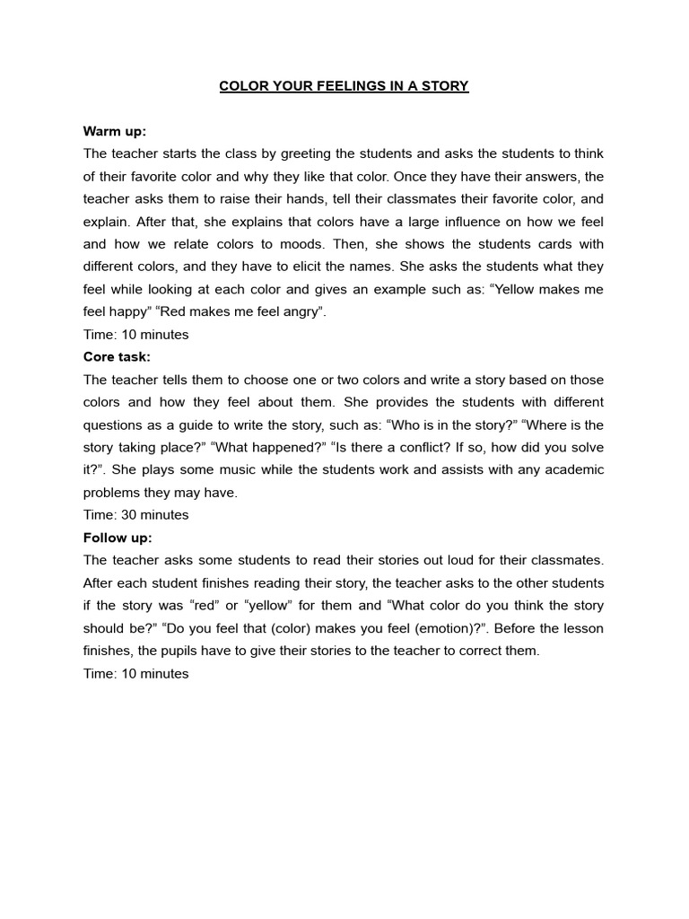 Color Your Feelings in A Story | PDF
