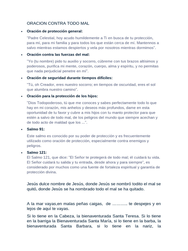 Oracion Contra Todo Mal | PDF | Oración | Dios el padre