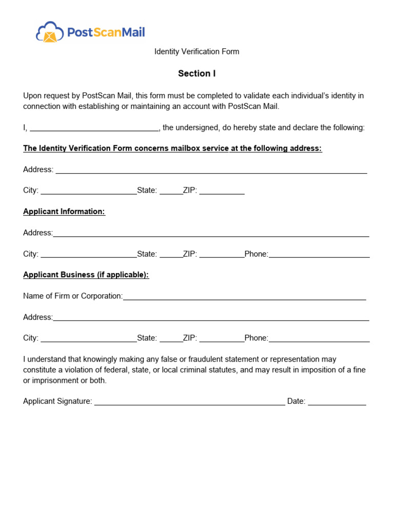International ID Verification Form Fillable | PDF