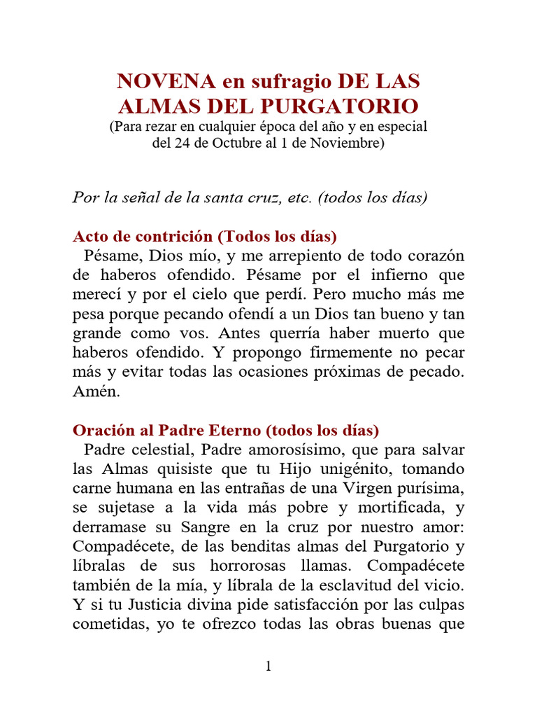 Novena Almas Del Purgatorio | PDF | Purgatorio | orador del Señor