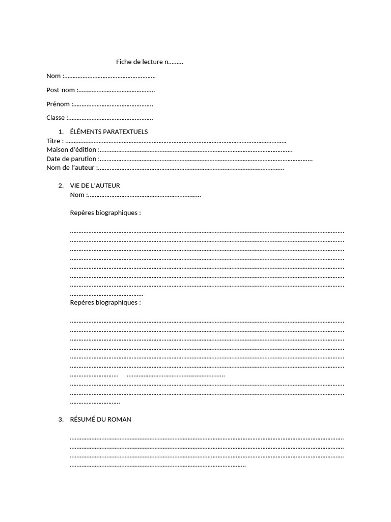 Fiche de Lecture | PDF