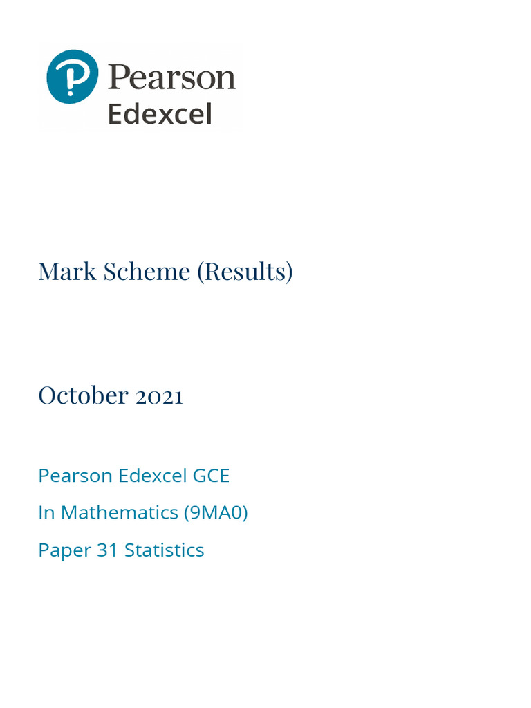 A Level Statistics Oct2021 Mark Scheme | PDF | Mathematics
