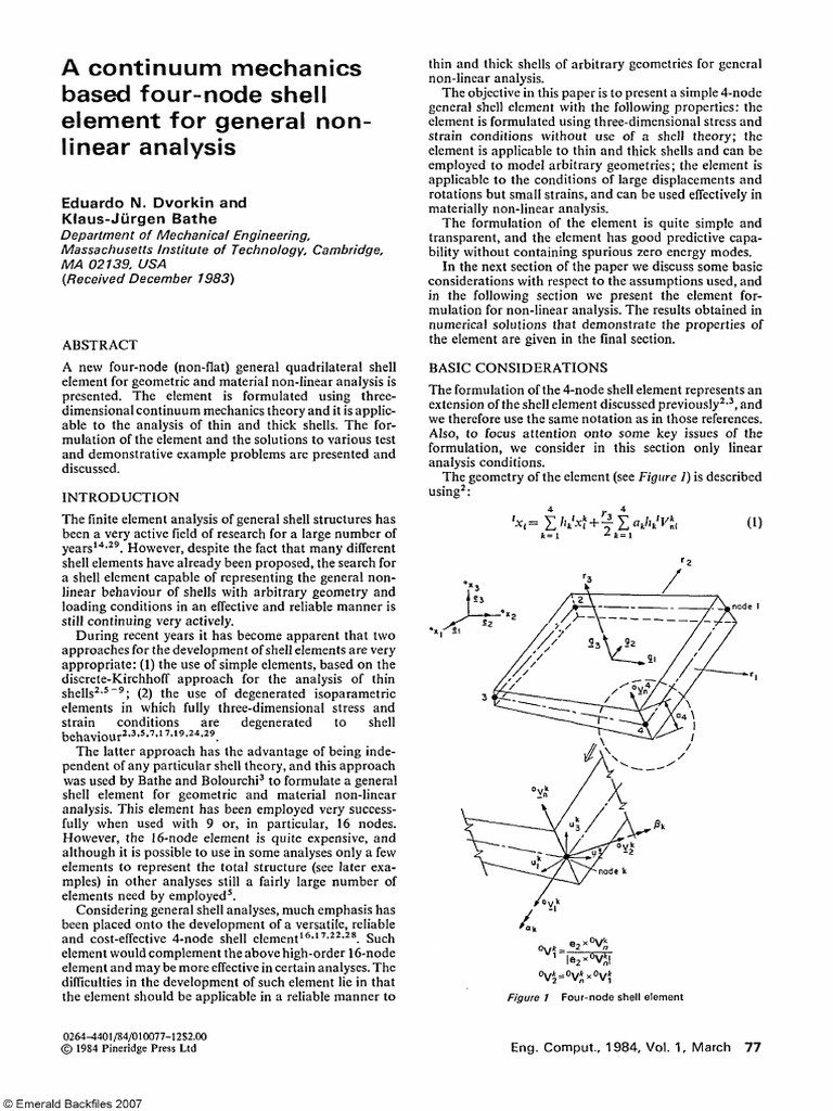A Continuum Mechanics Based Four Node SH | PDF | Physics | Mechanics