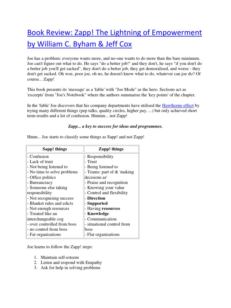 ZAPP - Book Review | PDF | Decision Making | Behavior Modification