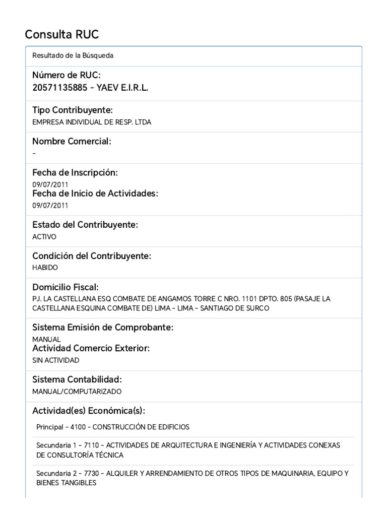 Yaev consulta ruc | PDF