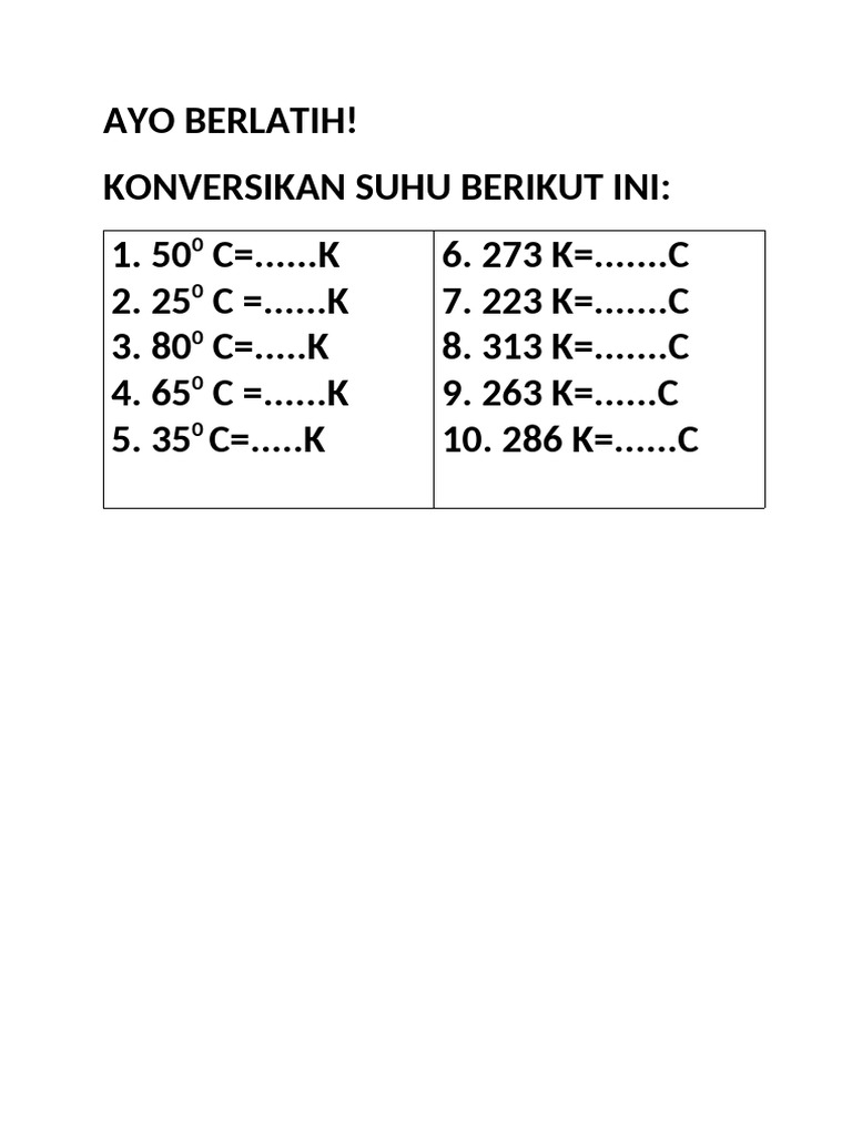 Suhu Konversi | PDF
