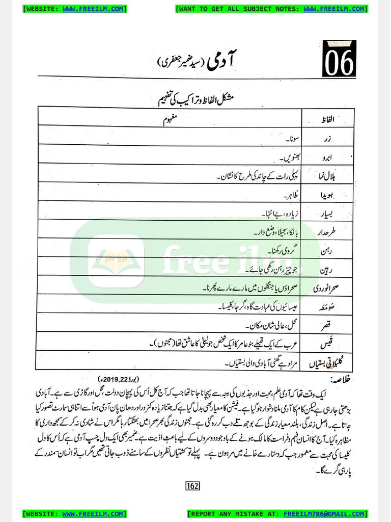 12th Urdu Nazm6 Notes | PDF