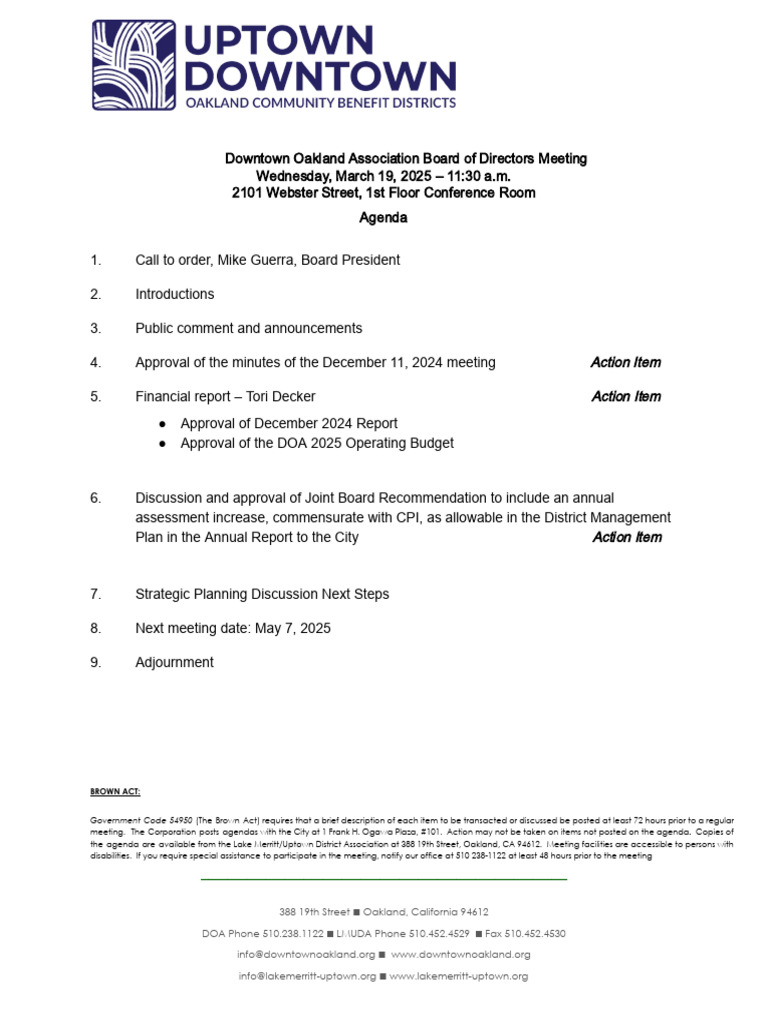 DOA Board Meeting Packet March 19 2025 | PDF | Expense | Budget