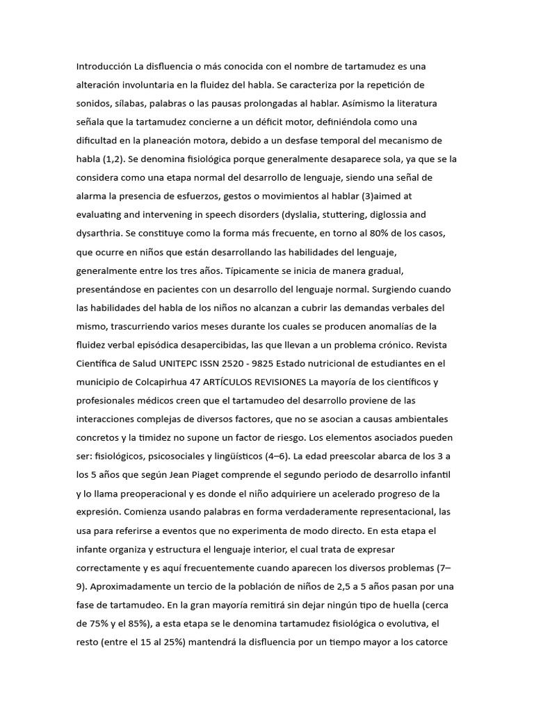 Introducción A La Disfluencia. | PDF | Tartamudeo