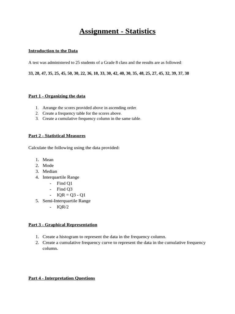 Grade 8 Assignment Statistics | PDF
