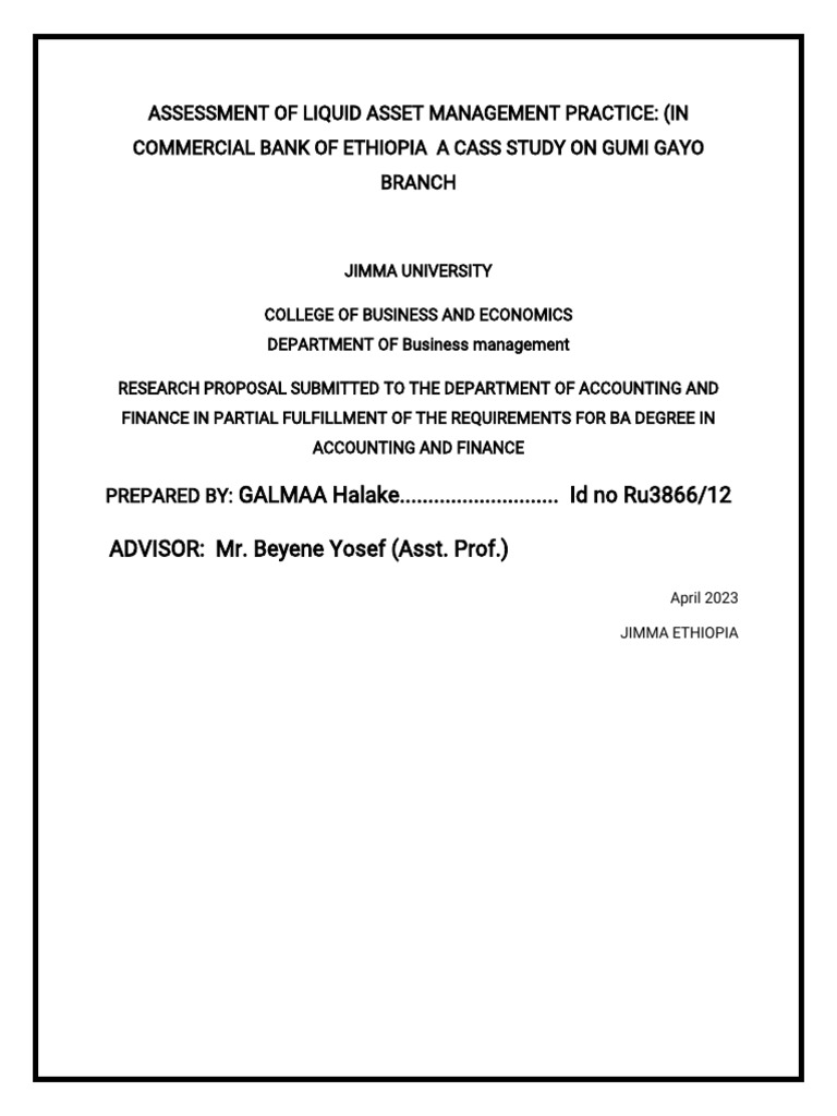 Proposal prepared by Daba | PDF | Market Liquidity | Banks