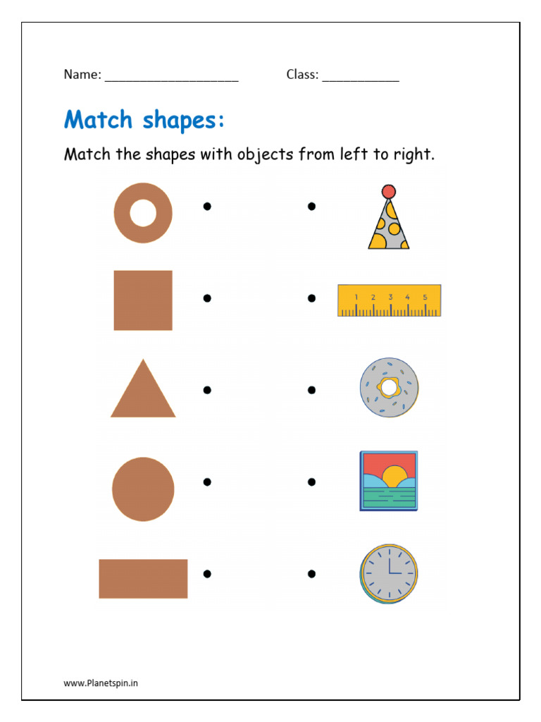 Matching Shapes With Objects Worksheets | PDF