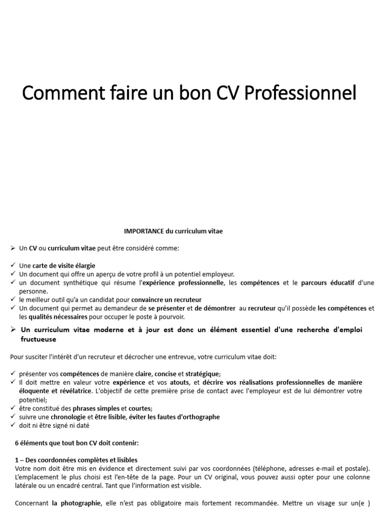 Comment Rédiger Un CV | PDF