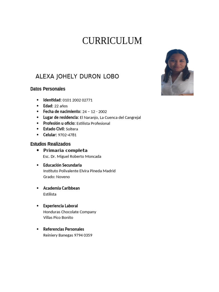 Curriculum Vitae de Alexa | PDF