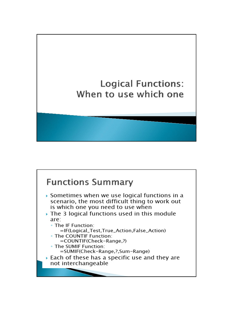 When To Use Which Logical Function | PDF