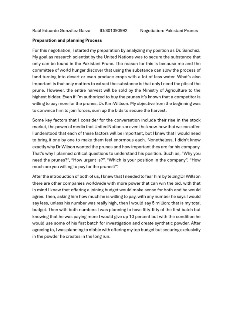 Negotiating for Pakistani Prunes | PDF | Negotiation