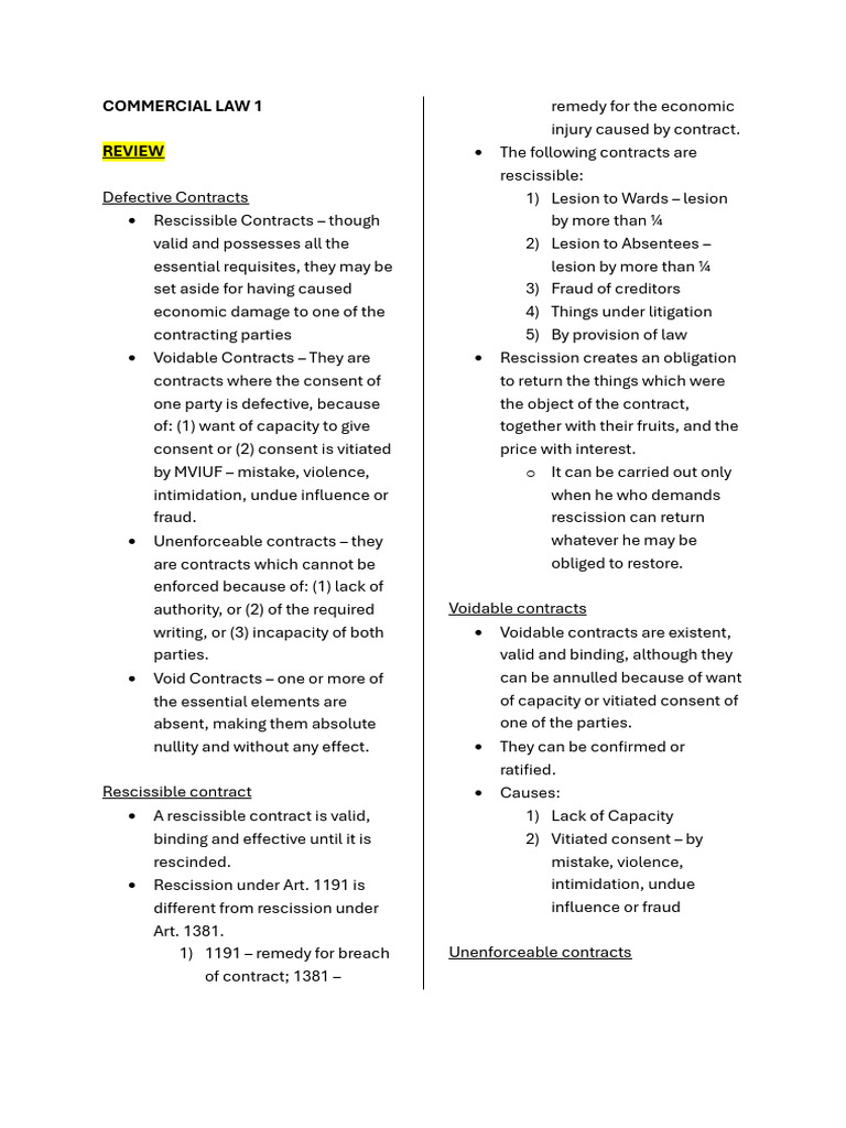 Understanding Defective Contracts in Law | PDF | Guarantee | Surety