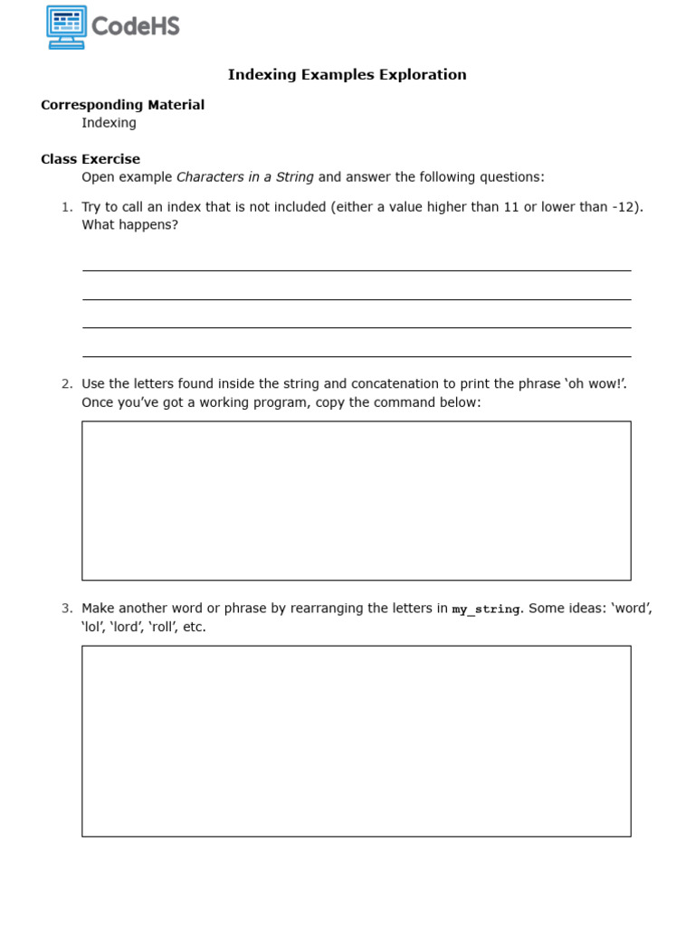 10.1 Indexing Class Notes - Examples | PDF