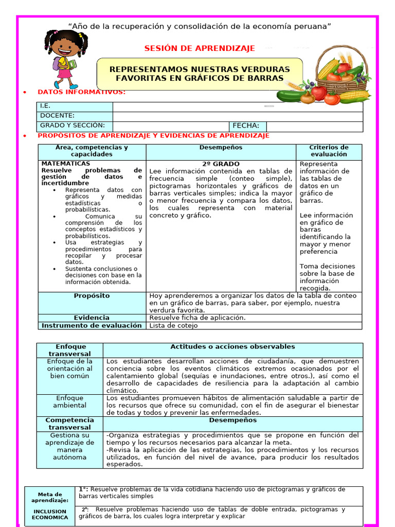 2º U2 S4 Sesion D4 Mat Representamos Nuestras Verduras Favoritas en Un Graficos de Barras | PDF ...