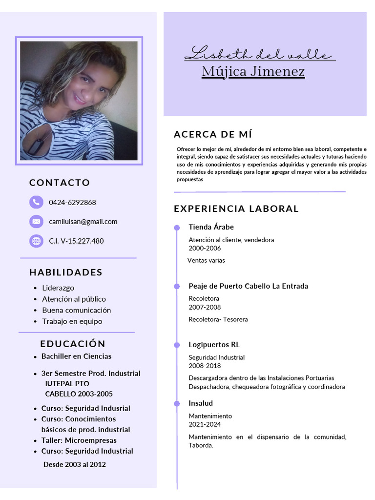 Currículum Vitae LISBETH MÚJICA | PDF