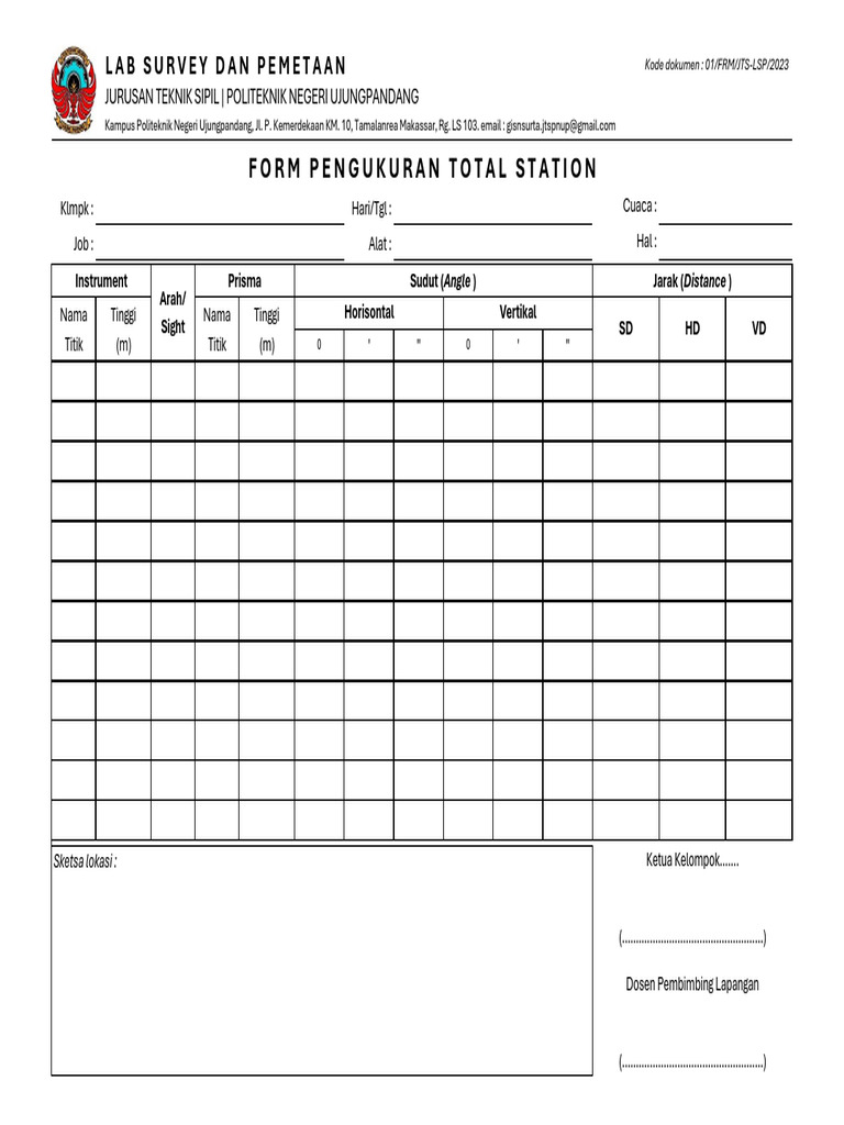Form Ts MK Praktek Survey Pemetaan | PDF