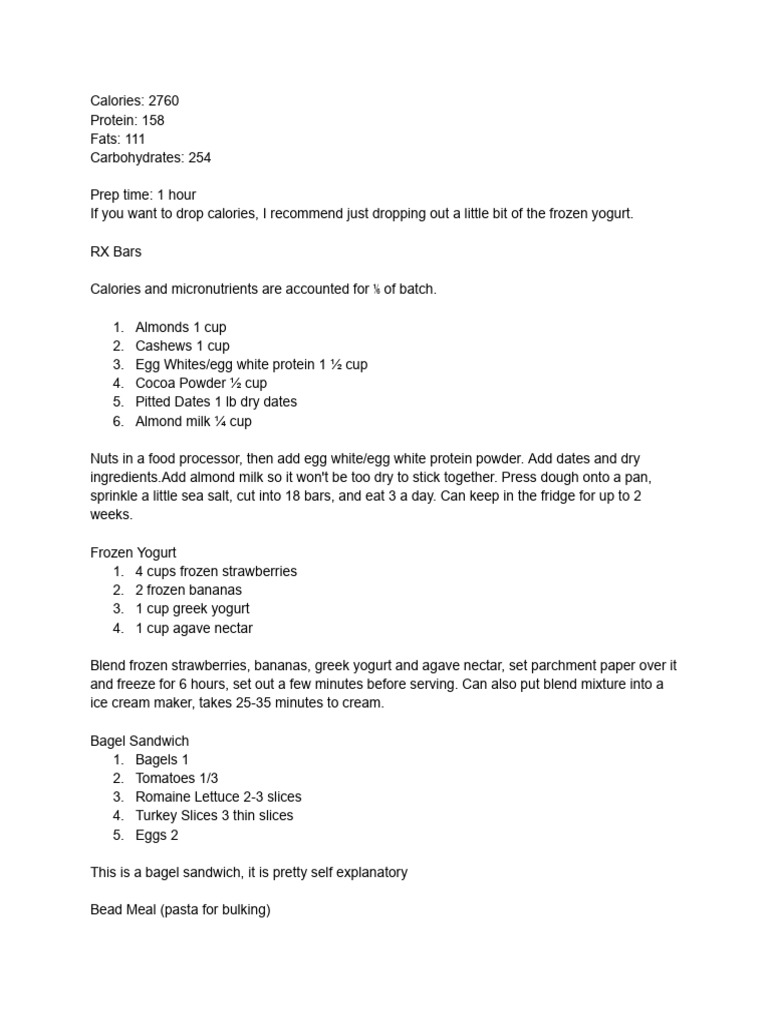 RX, FZ Yogurt, Bagel Sandwhich | PDF