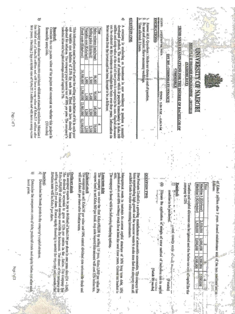 Corporate Finance Qns | PDF