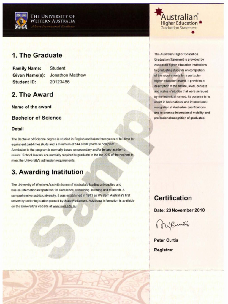 Australian Higher Education Graduation Statementred | PDF